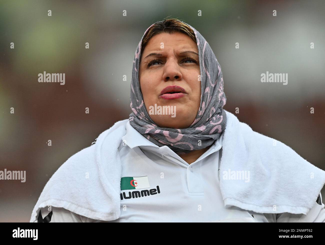 Algeria's DJELAL Safia reacts during the Women's Shot Put – F57 Final ...