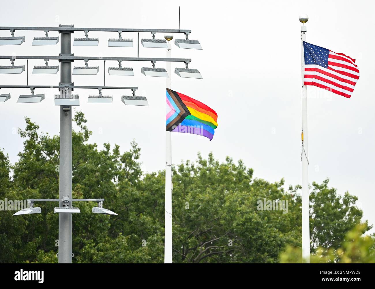A Pride Flag is flown for Pride Day at the 2021 US Open, Wednesday, Sep ...