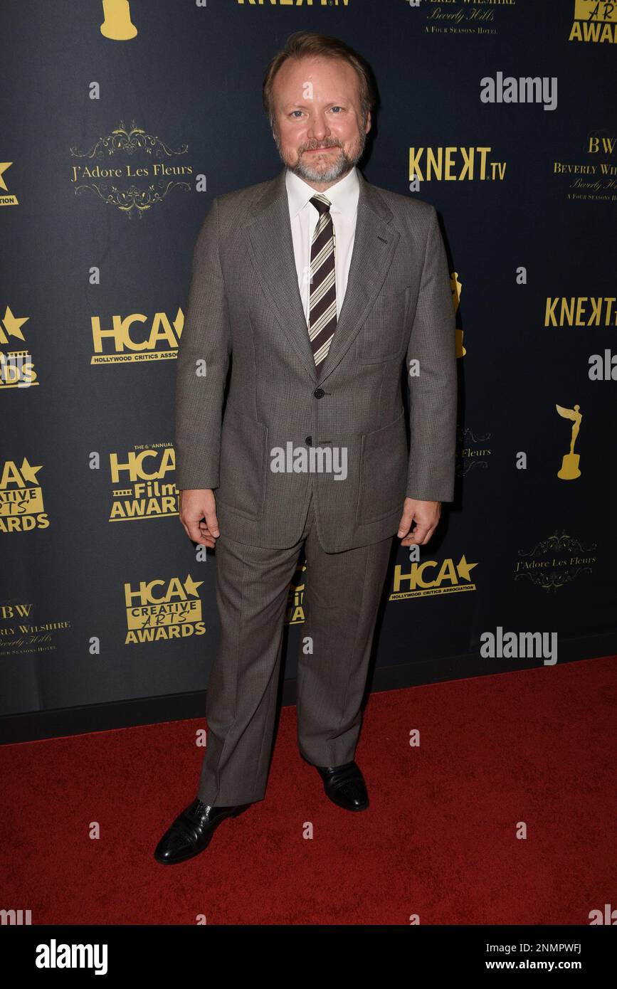 Rian Johnson attends the red carpet of the 2023 HCA Film Awards. Photo ...