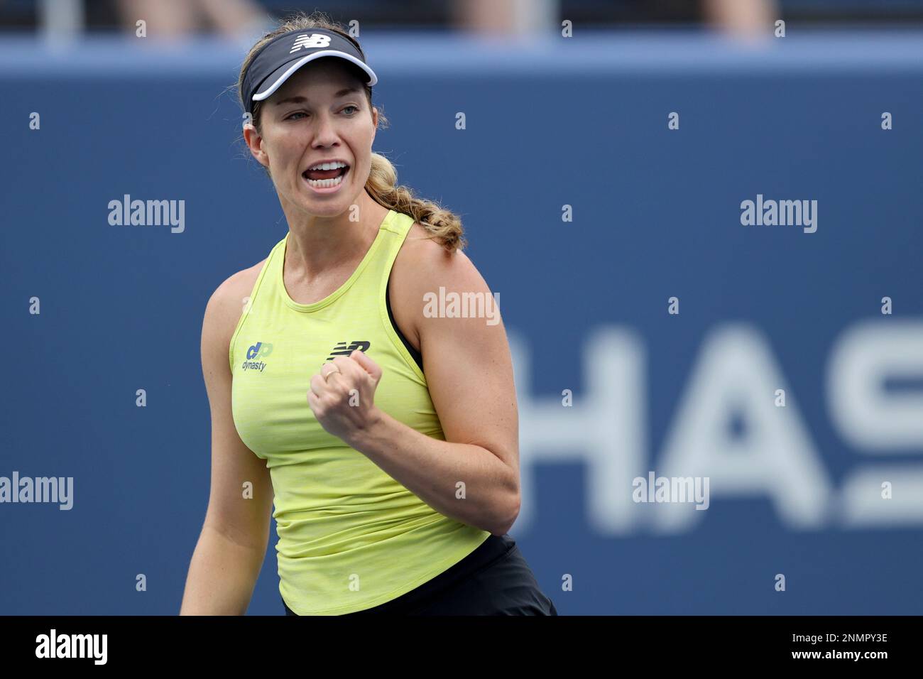 Danielle Collins reacts during a Women's Singles match at the 2021 US ...