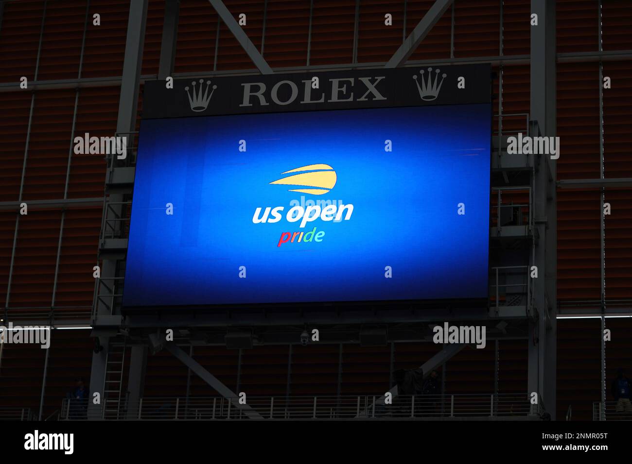 A view of signage during a Women's Singles match at the 2021 US Open ...