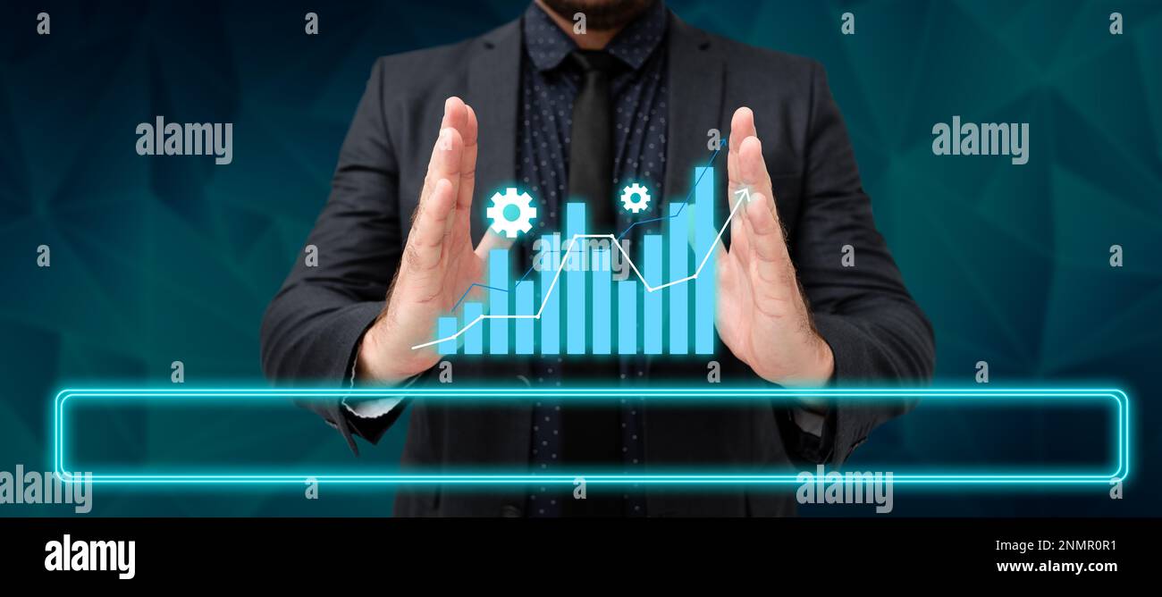 Man in black office shirt standing and holding important technological ...