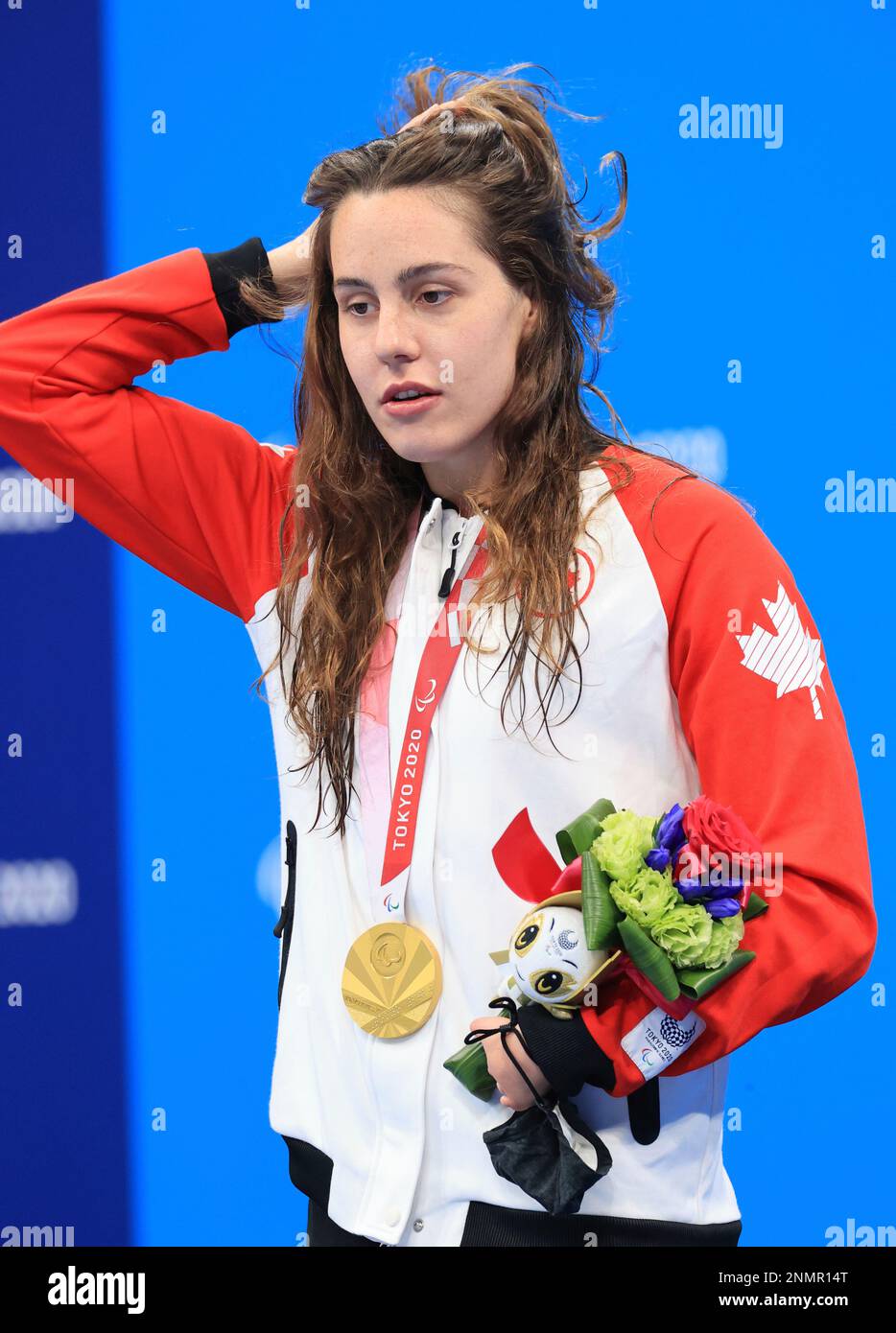 Canada's RIVARD Aurelie attends a victory ceremony of the Women's 400m ...