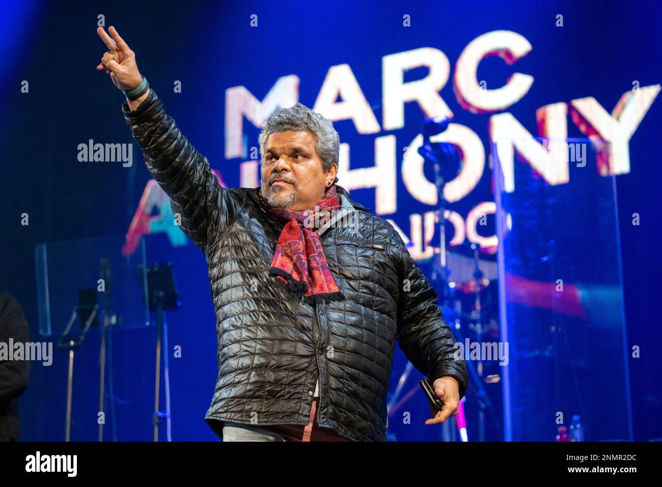 Puerto Rican actor Luis Guzman gestures at a Marc Anthony concert ...