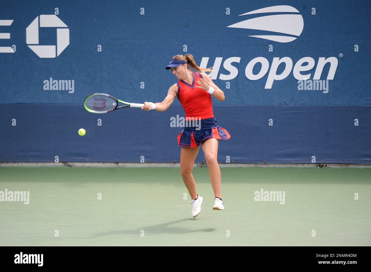 Paula Badosa returns a shot during a Women's Singles match at the 2021 ...