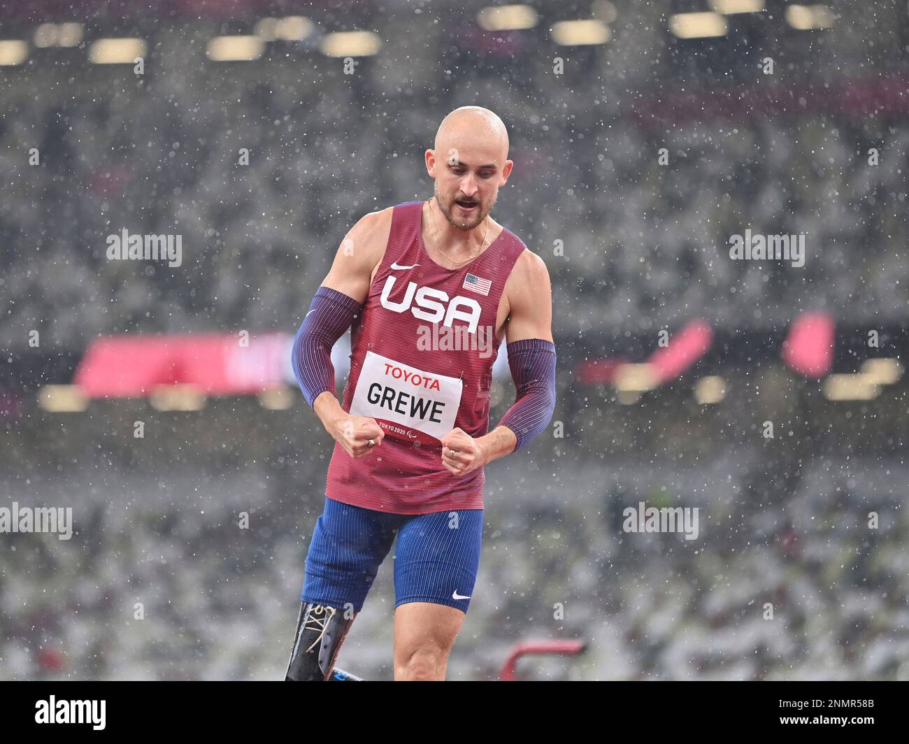 GREWE Sam of the U.S.A performs a winning gesture after succeeding 1 ...