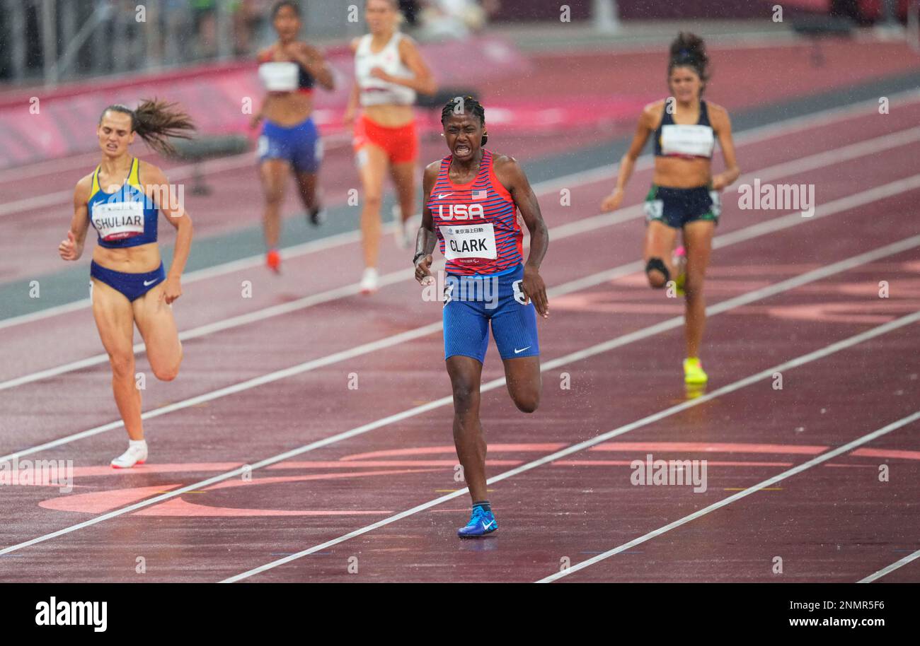 Breanna Clark from USA winning 400m during athletics at the Tokyo ...