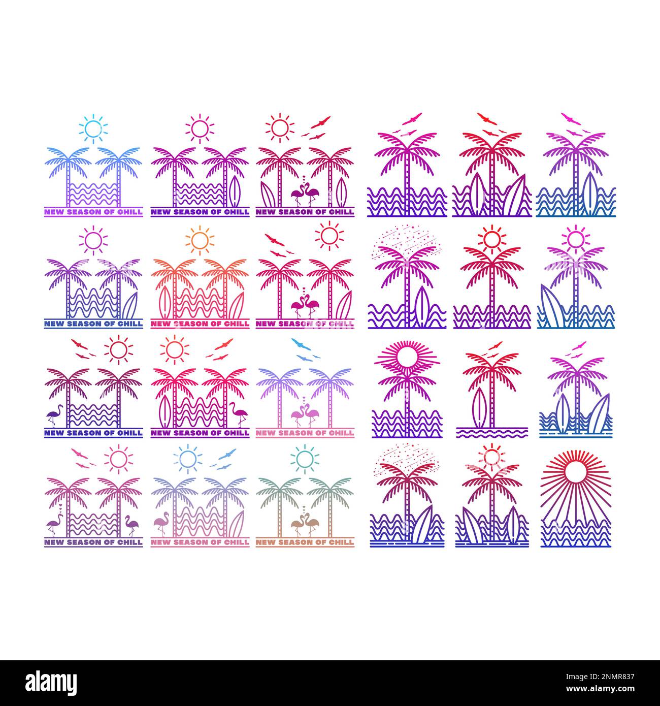 Ocean and beach panoramic landscape collection. Editable, resizable ...