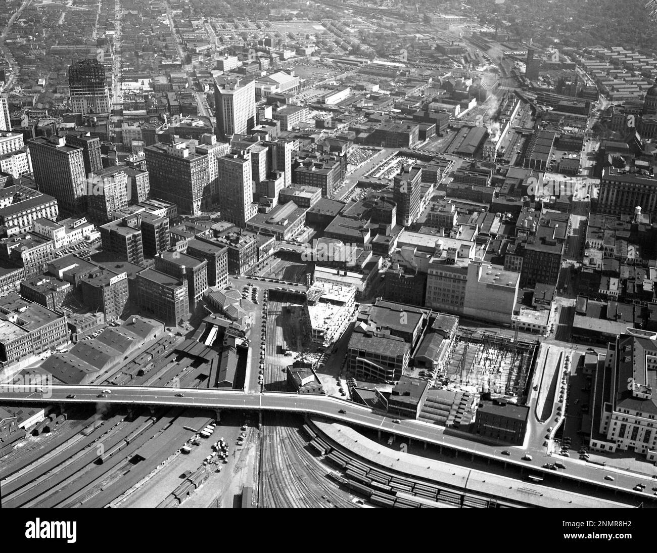 Aerial view of downtown Atlanta, looking southeast in 1946. Note the ...