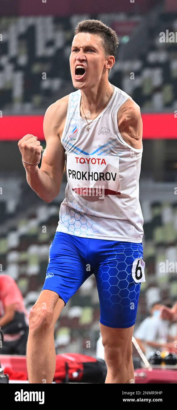 PROKHOROV Anton of RPC (Russian Paralympic Committee) reacts after Athletics men's 100m - T63 ...