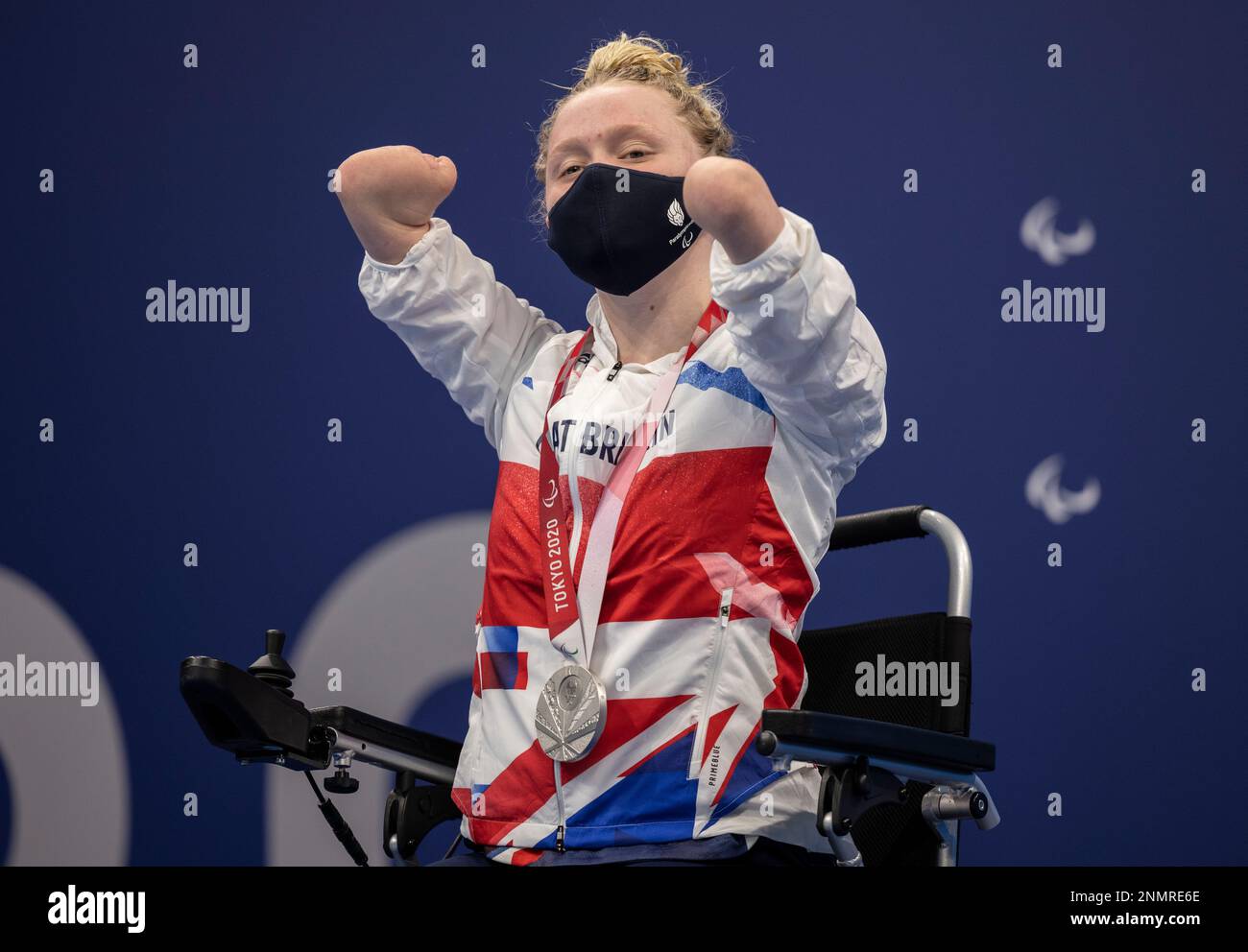 Silver medalist Ellie Challis of Britain poses for a photo at the medal ...