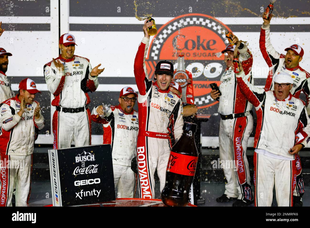 DAYTONA, FL - AUGUST 28: Ryan Blaney, driver of the #12 BodyArmor Ford ...