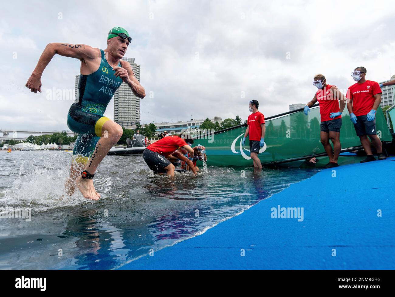 Australia's David Bryant exits the water in the men's triathlon PTS5 at ...