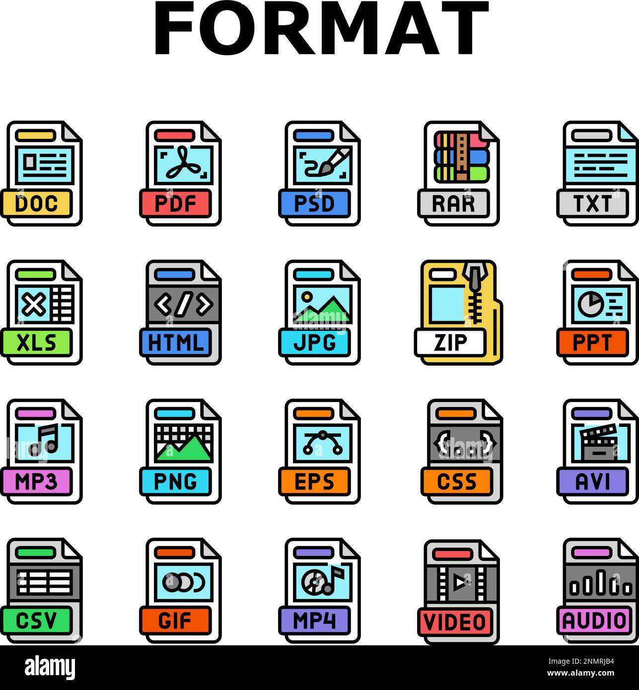 file format document icons set vector Stock Vector Image & Art - Alamy