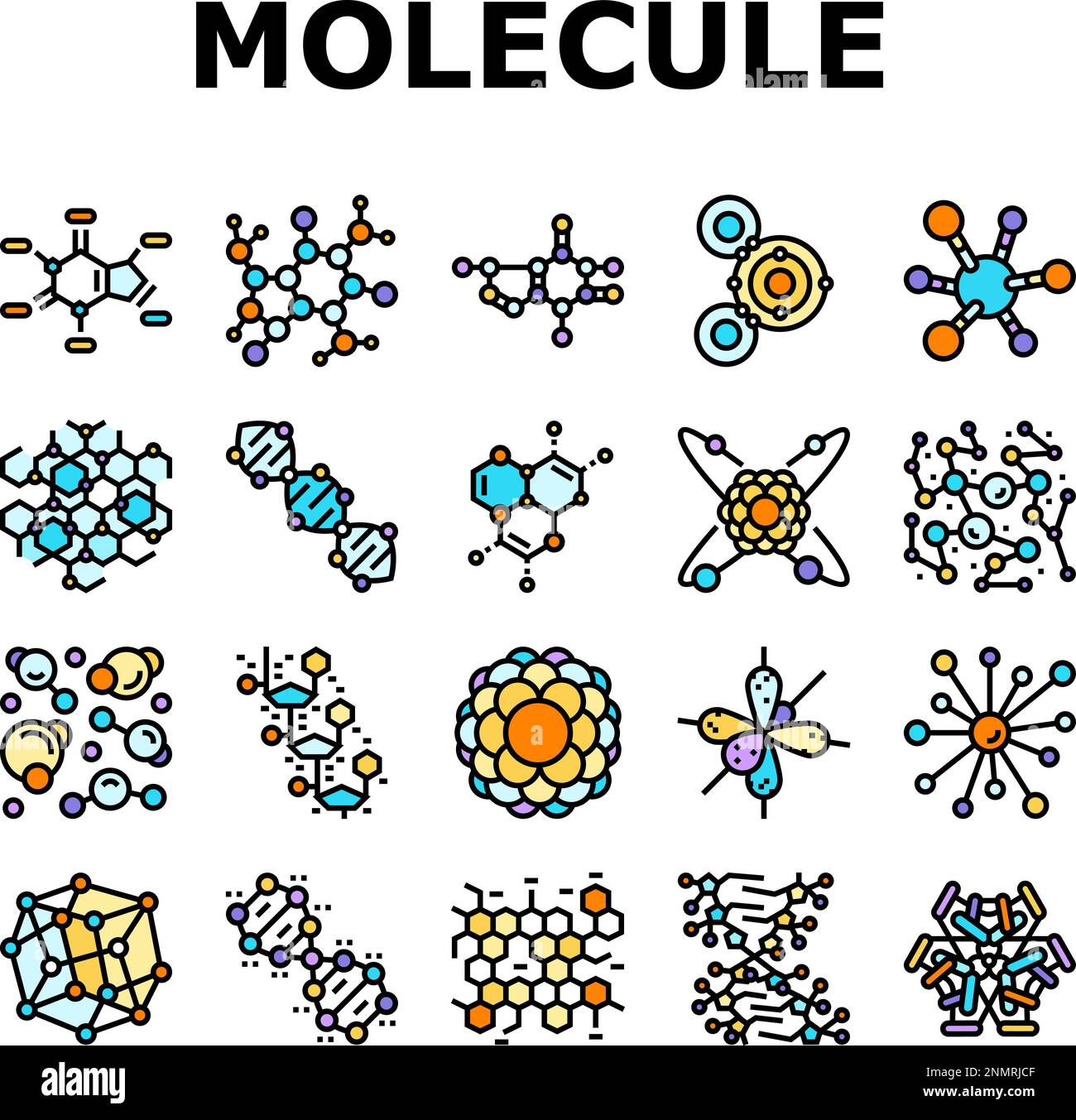 molecular science chemistry atom icons set vector Stock Vector Image ...