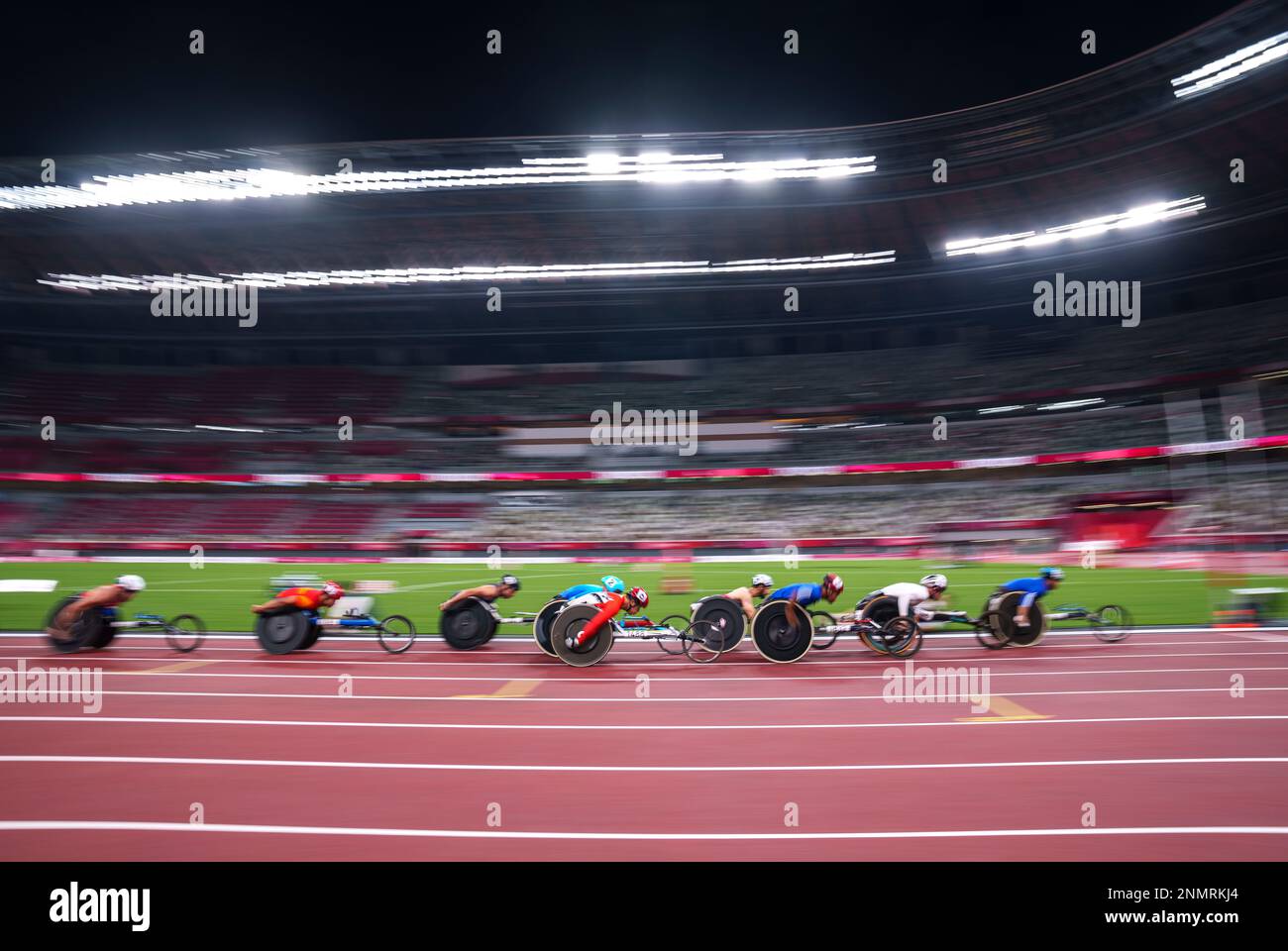 Athletes compete in the Athletics Men's 5000m - T53 T54 Final in the ...