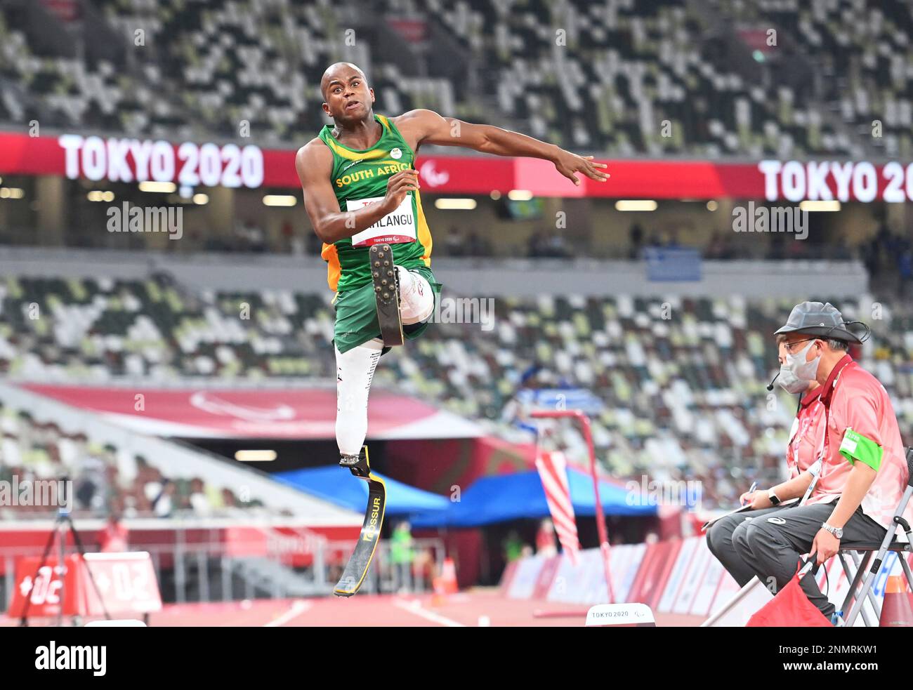 South Africa's MAHLANGU Ntando performs during the Men's Long Jump ...