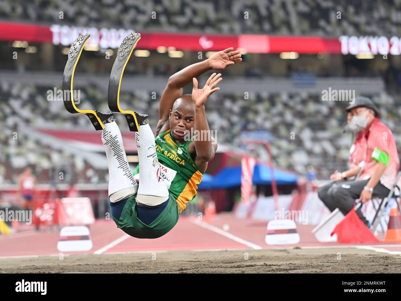 South Africa's MAHLANGU Ntando performs during the Men's Long Jump ...