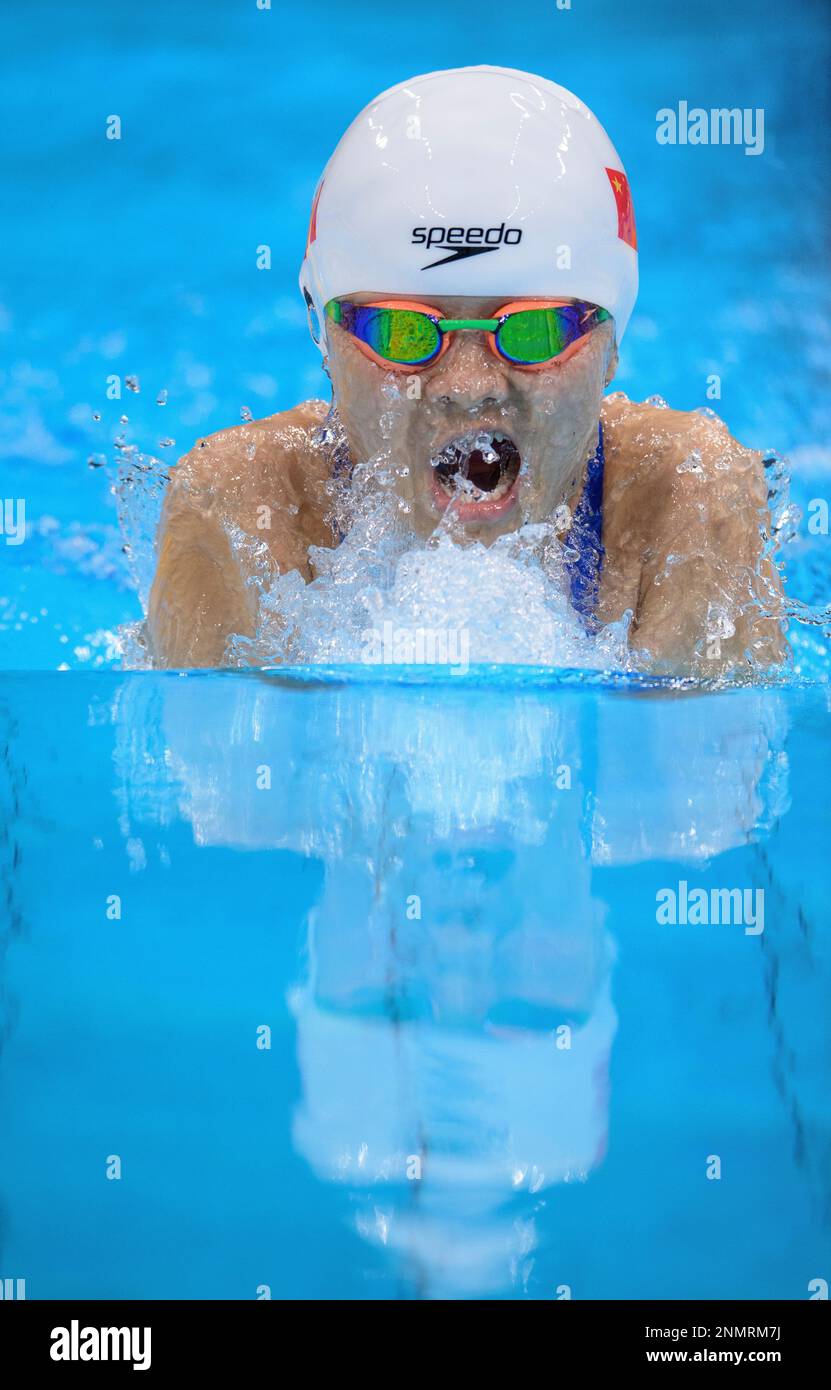 Daomin Liu of China competes in the women's swimming 100m breaststroke ...