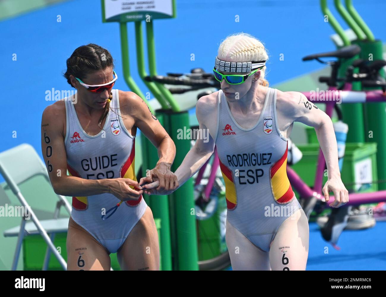 Spain's RODRIGUEZ Susana and her guide LOEHR Sara compete during the ...