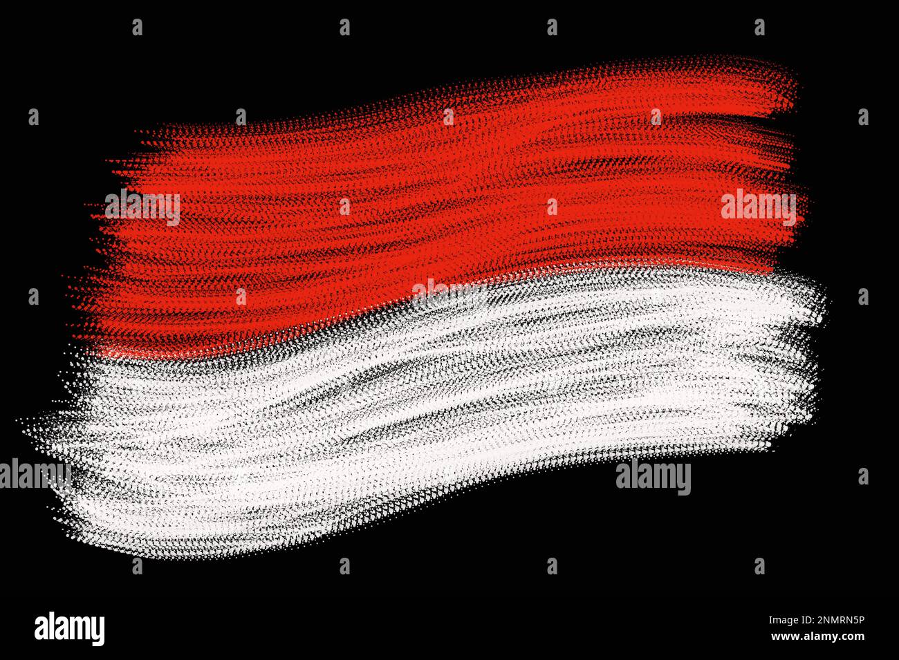 The national flag of Indonesia abstract brush image on a black ...