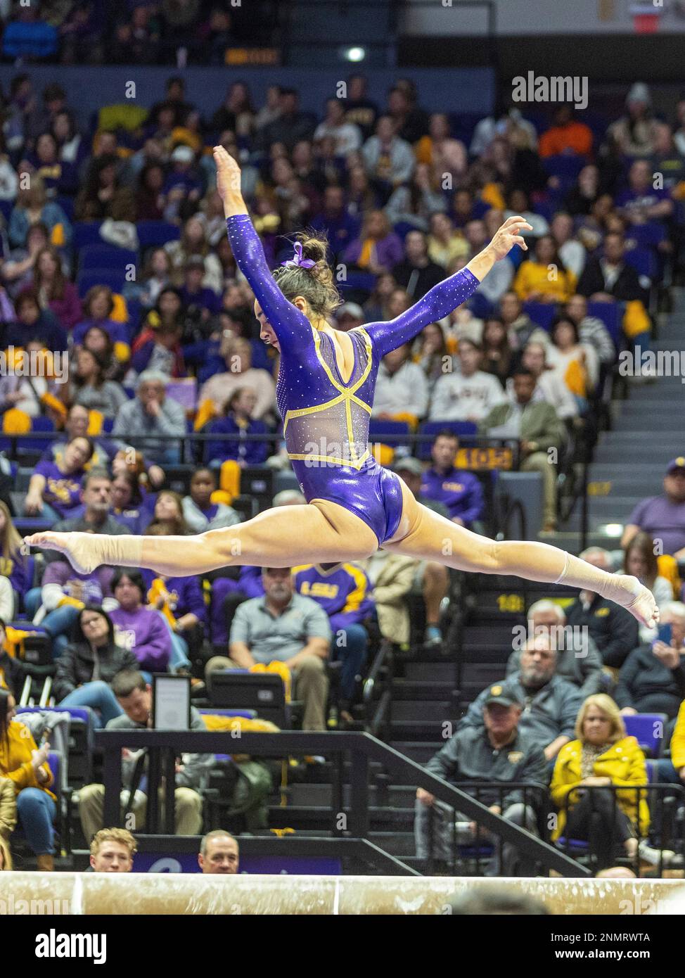BATON ROUGE, LA - FEBRUARY 03: LSU Tigers gymnast Elena Arenas competes ...