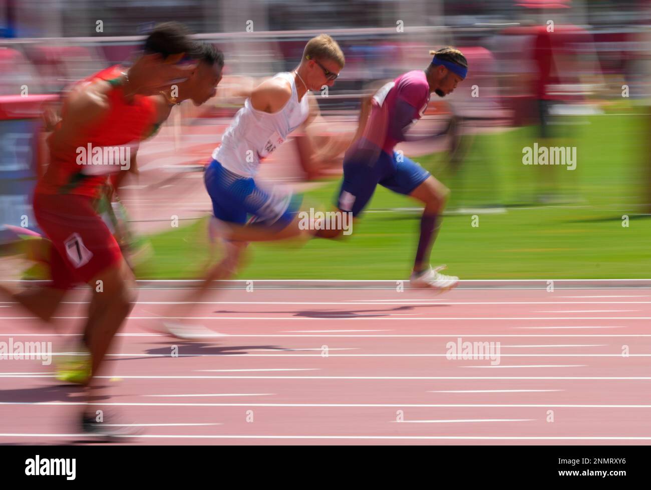 August 27, 2021: Noah Malone from USA at 100m during athletics at the ...