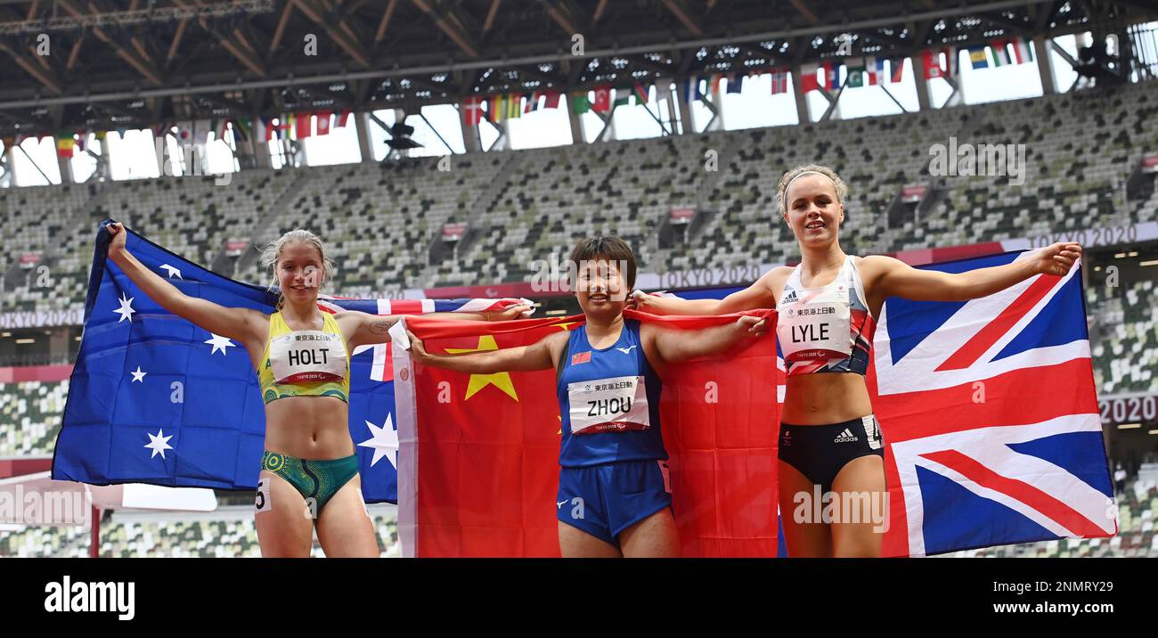 (L-R) HOLT Isis of Australia, ZHOU Xia of China and LYLE Maria of Great ...