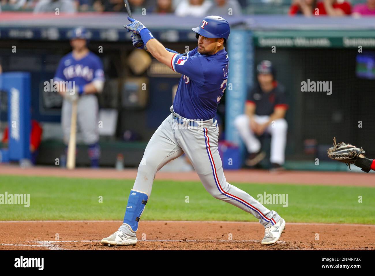 CLEVELAND, OH - AUGUST 26: Texas Rangers first baseman Nate Lowe (30 ...