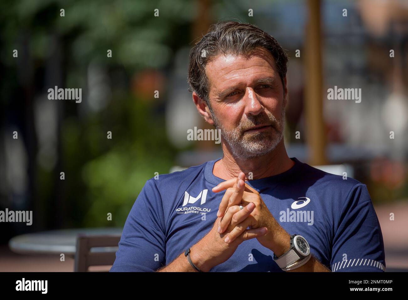 Coach Patrick Mouratoglou speaks during an interview at the 2021 US Open, Thursday, Aug. 26 ...