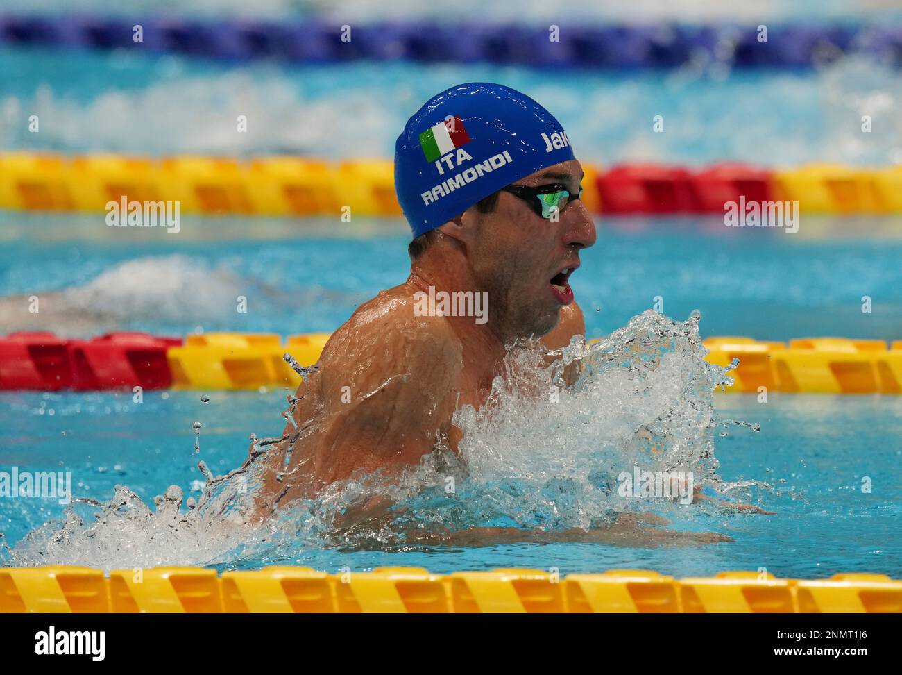 Italy's RAIMONDI Stefano competes during the Men's 100m Breaststroke ...