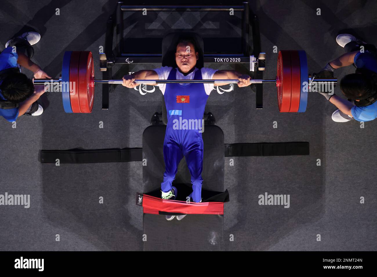Vietnam's le van Cong competes during the Powerlifting Men's -49 kg ...