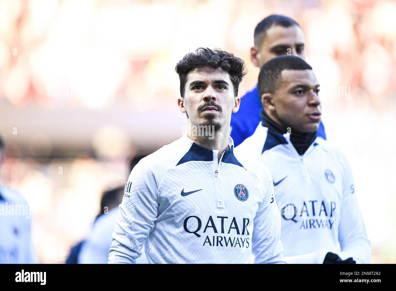 Vitor Machado Ferreira (Vitinha) and Kylian Mbappe during the public ...