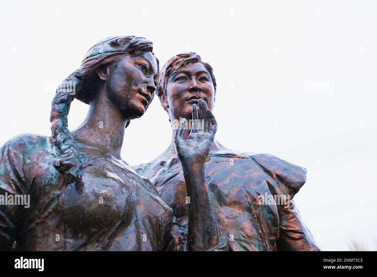 Sculpture of lovers called My Happiness, art object on white background ...