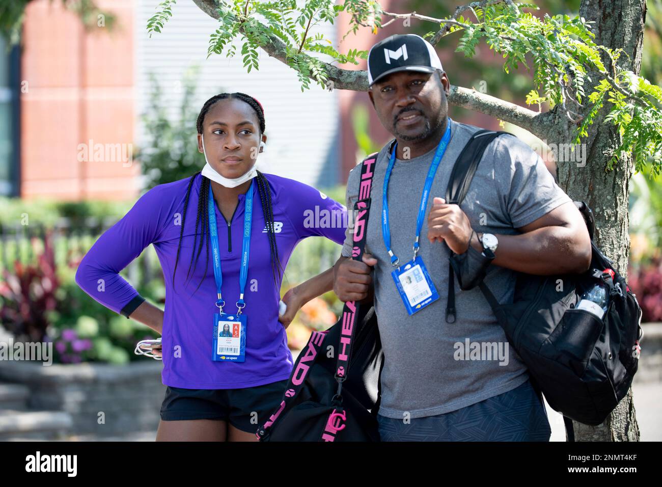 Coco Gauff with her father Corey Gauff at the 2021 US Open, Wednesday ...