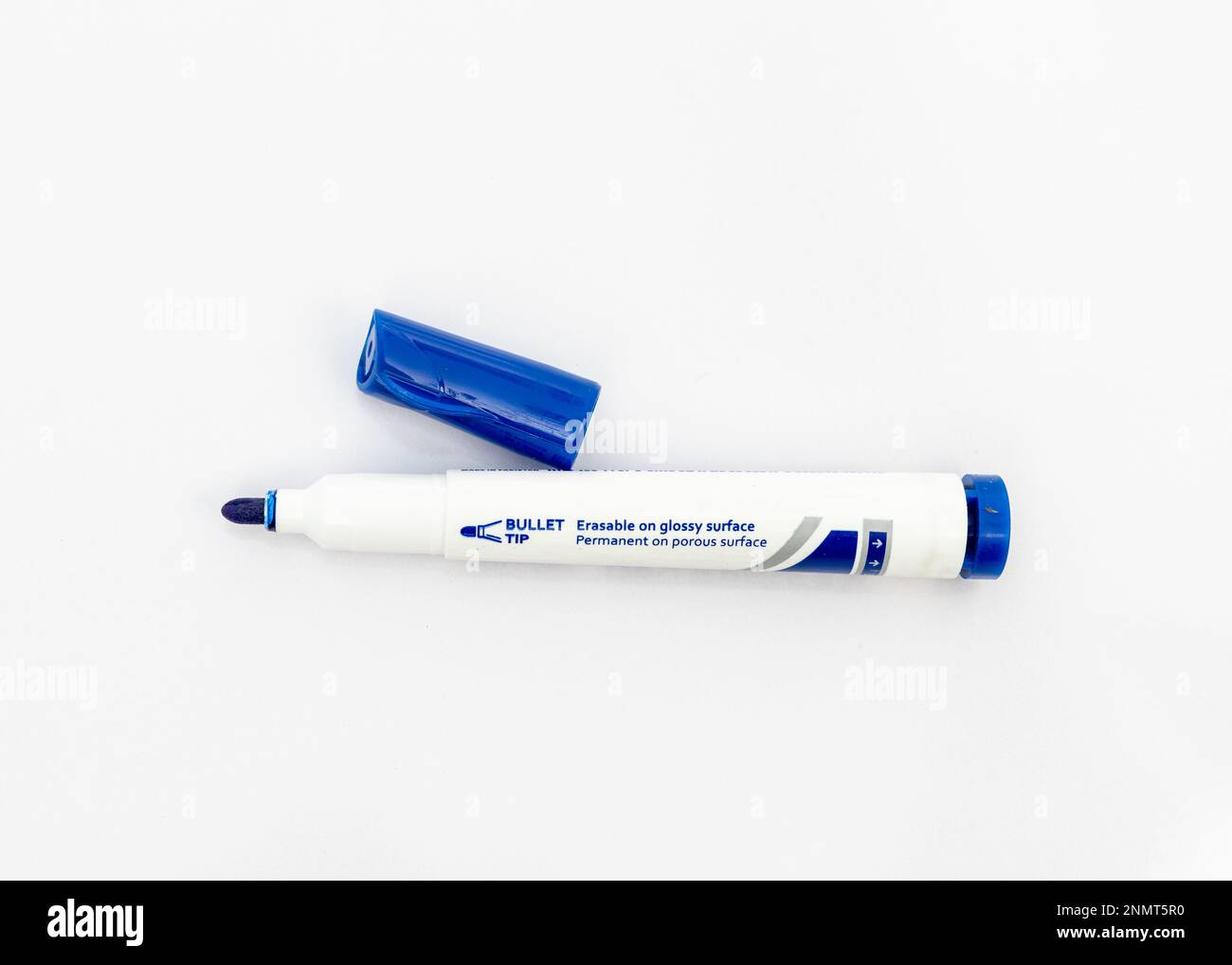 Blue marker with cap isolated on white background Stock Photo - Alamy