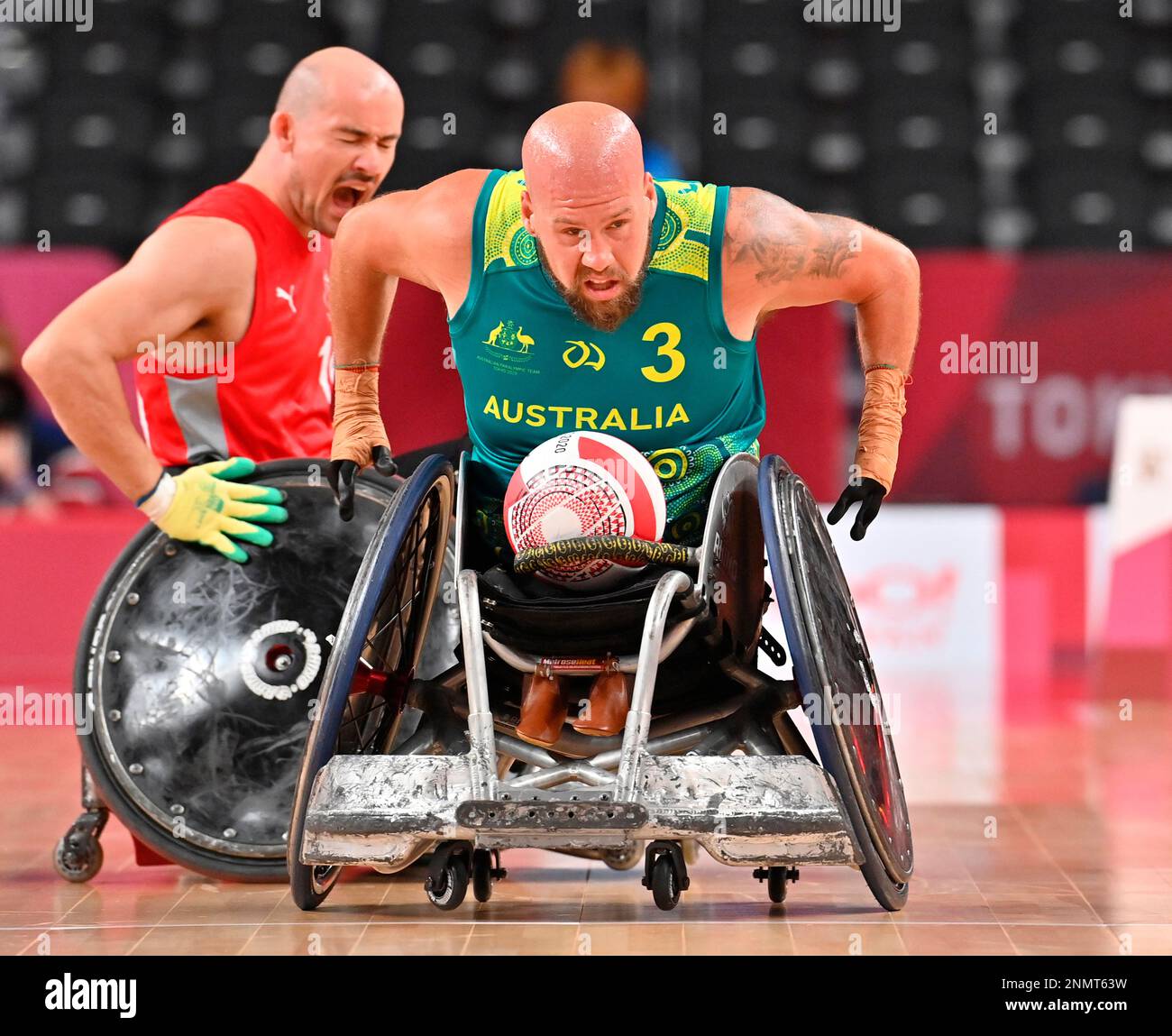 Australia's BATT Ryley competes during the Wheelchair Rugby Pool Phase ...