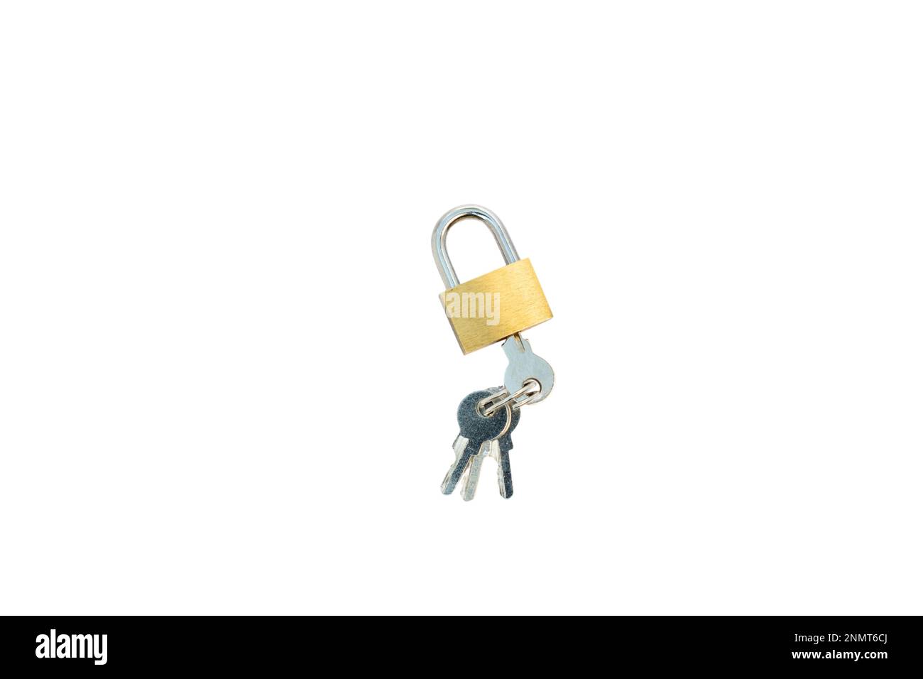 Small lock with keys on white isolated background Stock Photo - Alamy