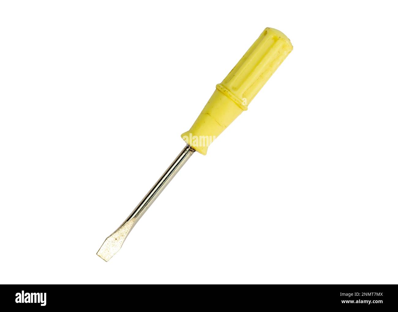 small yellow screwdriver isolated on white background Stock Photo - Alamy