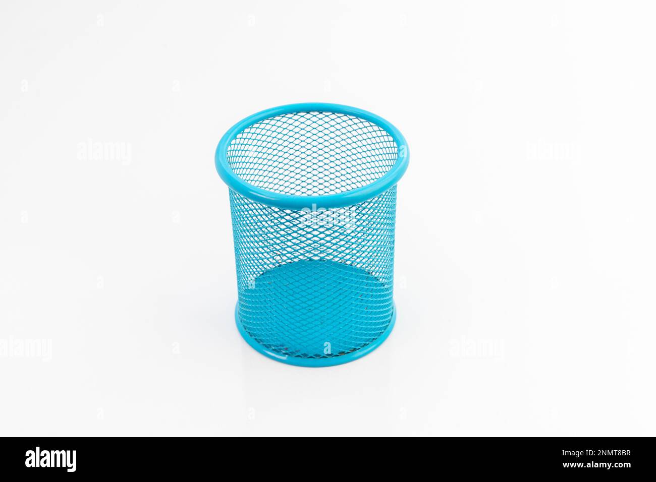 Empty blue basket Pen holder isolated on white background Stock Photo ...