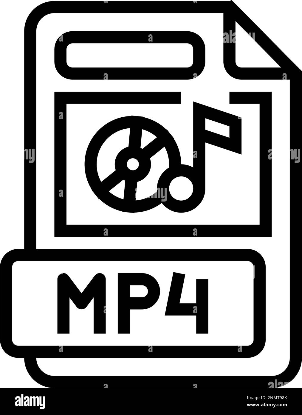 Mp4 File Format Document Line Icon Vector Illustration Stock Vector