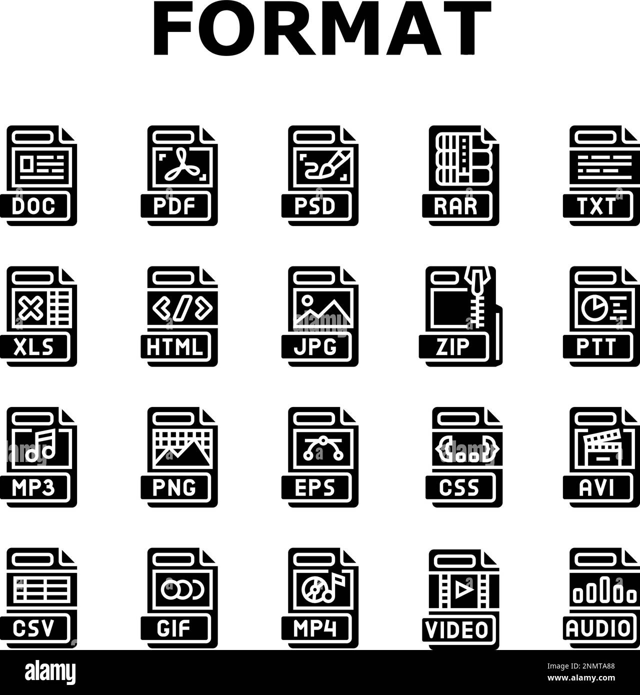 file format document icons set vector Stock Vector Image & Art - Alamy