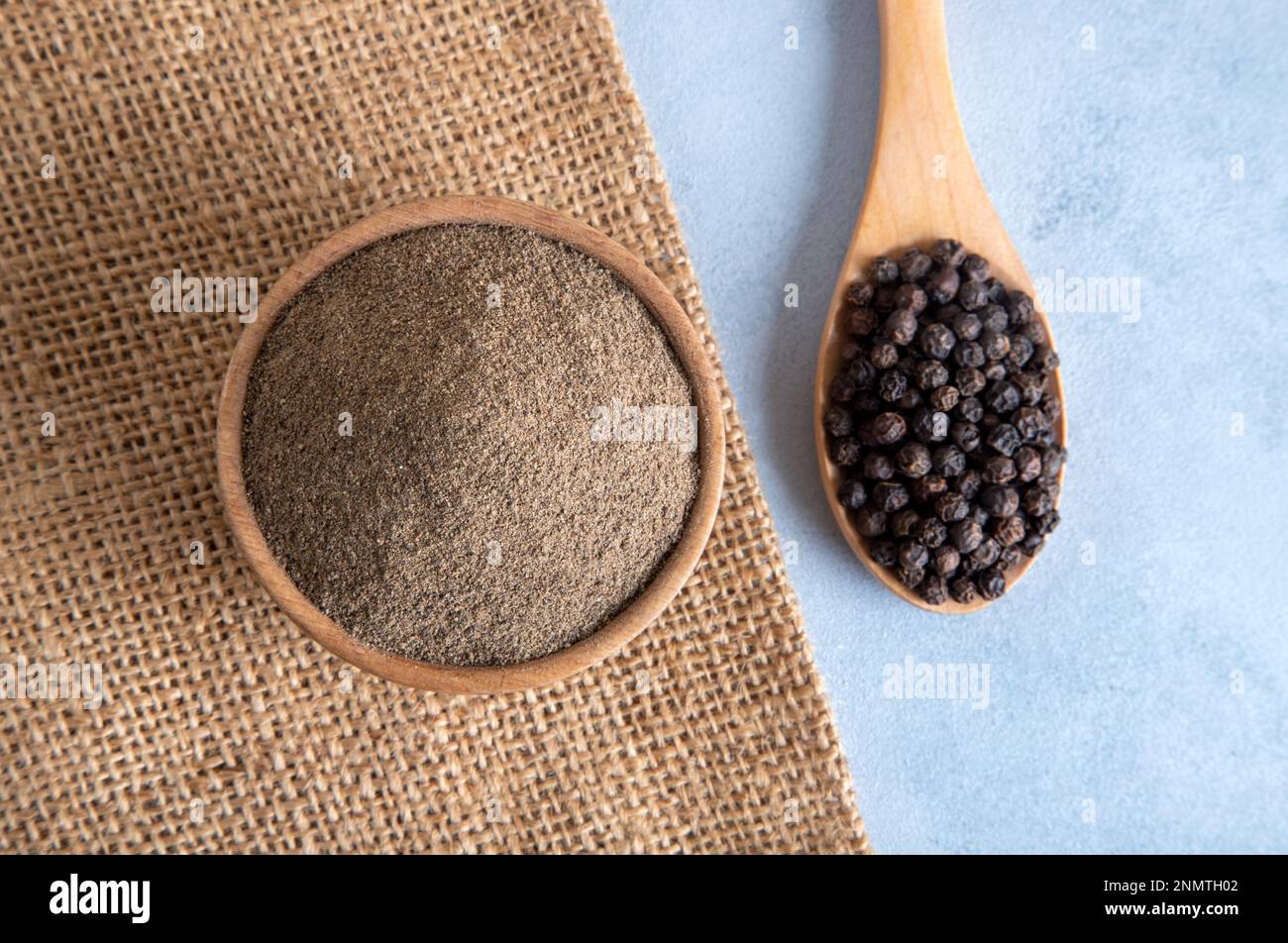 Ground black pepper with grains of black pepper,top view Stock Photo ...