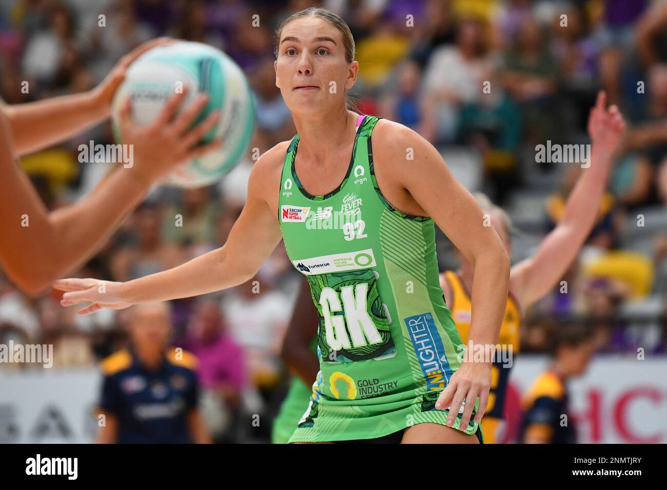Courtney Bruce of the Fever looks on during the Super Netball pre ...