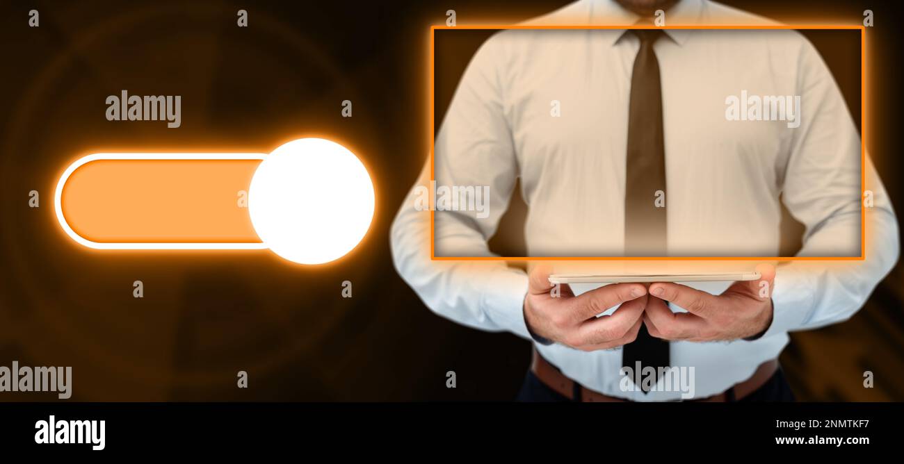 Businessman holding tablet with two hands. Glow going from device ...