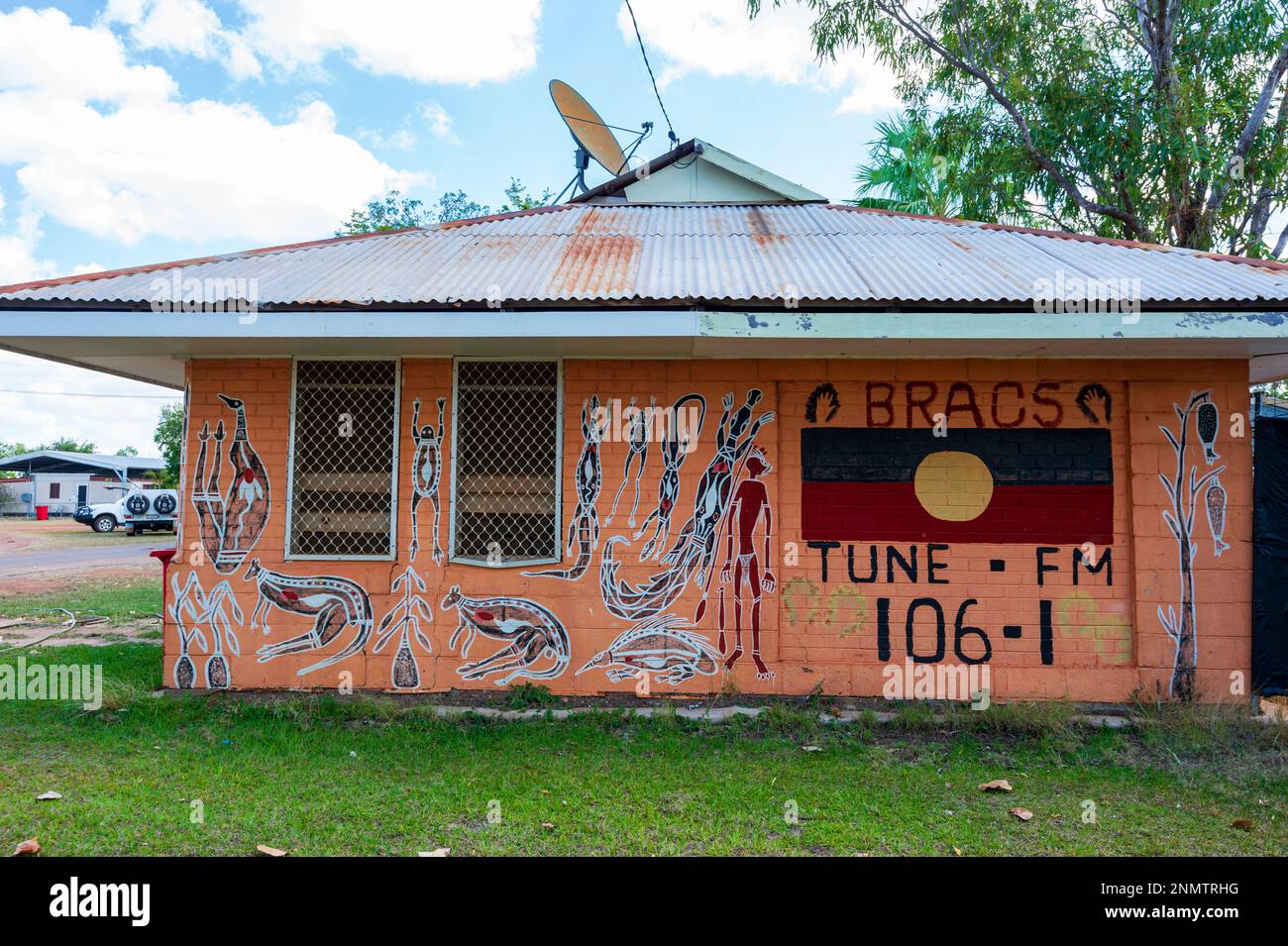 Decorated building at Barunga, an Aboriginal community in the Top End ...