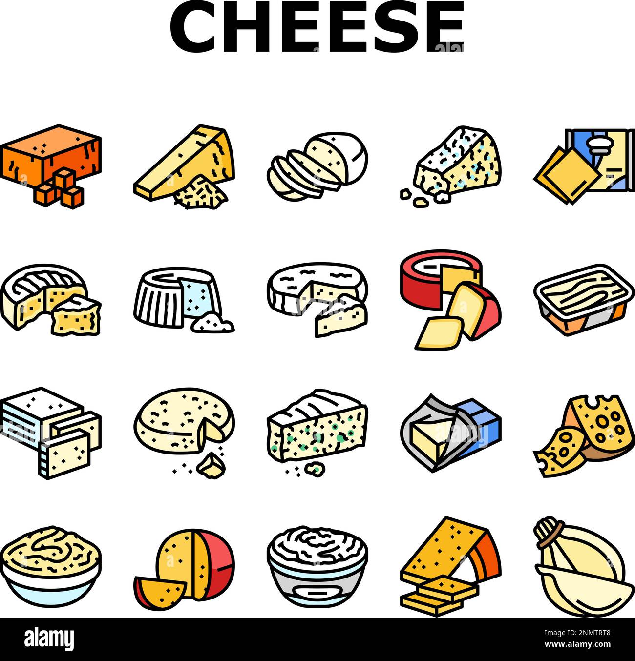 cheese food slice piece dairy icons set vector Stock Vector Image & Art ...