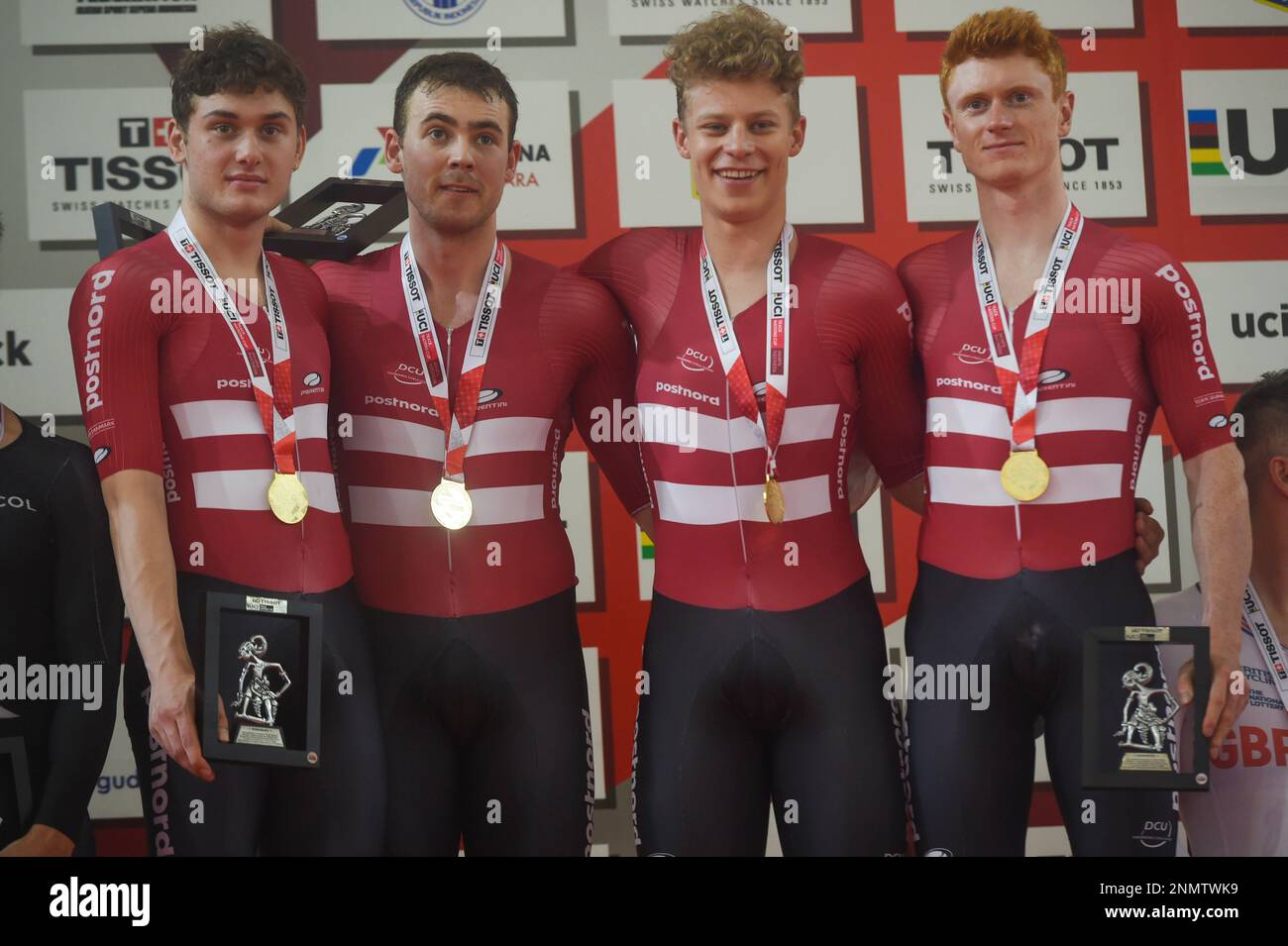 Jakarta, Indonesia. 24th Feb, 2023. Team Denmark pose with their gold medals after winning the ...