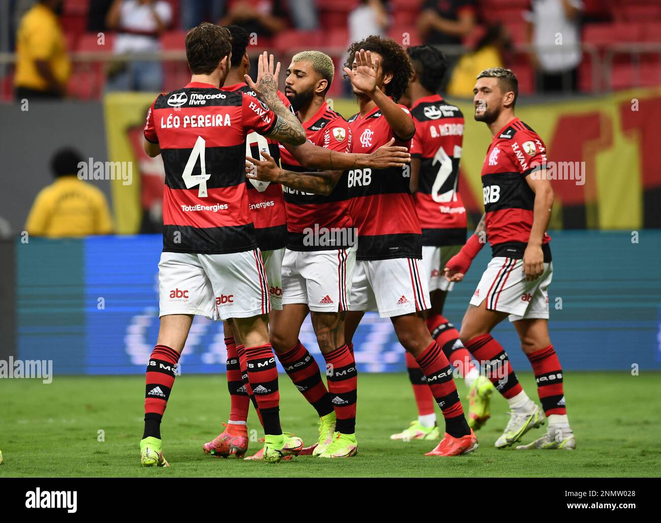 Players of Brazil's Flamengo celebrate their side's 4th goal against ...