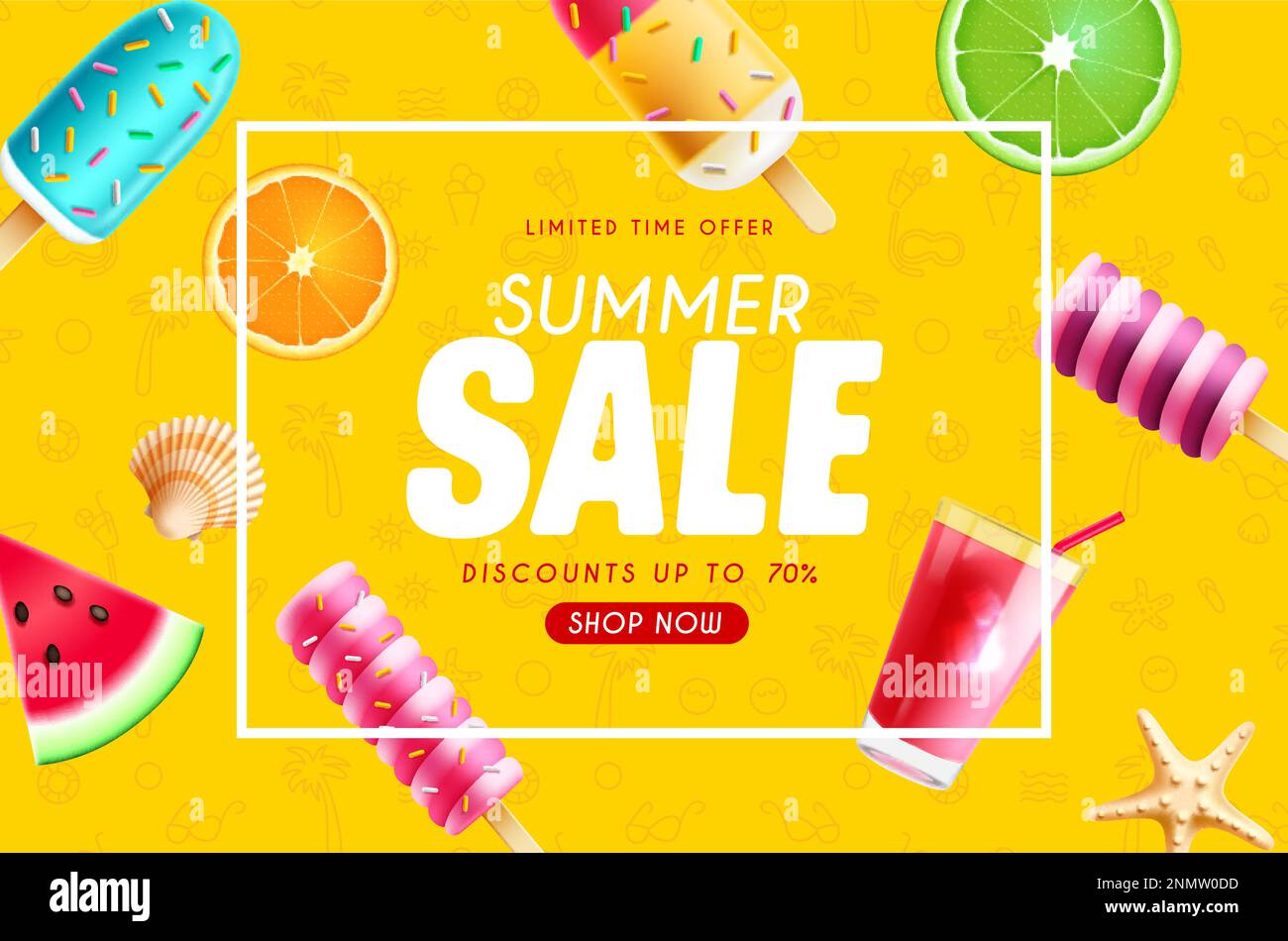 Summer sale vector banner design. Summer limited time offer text with ...